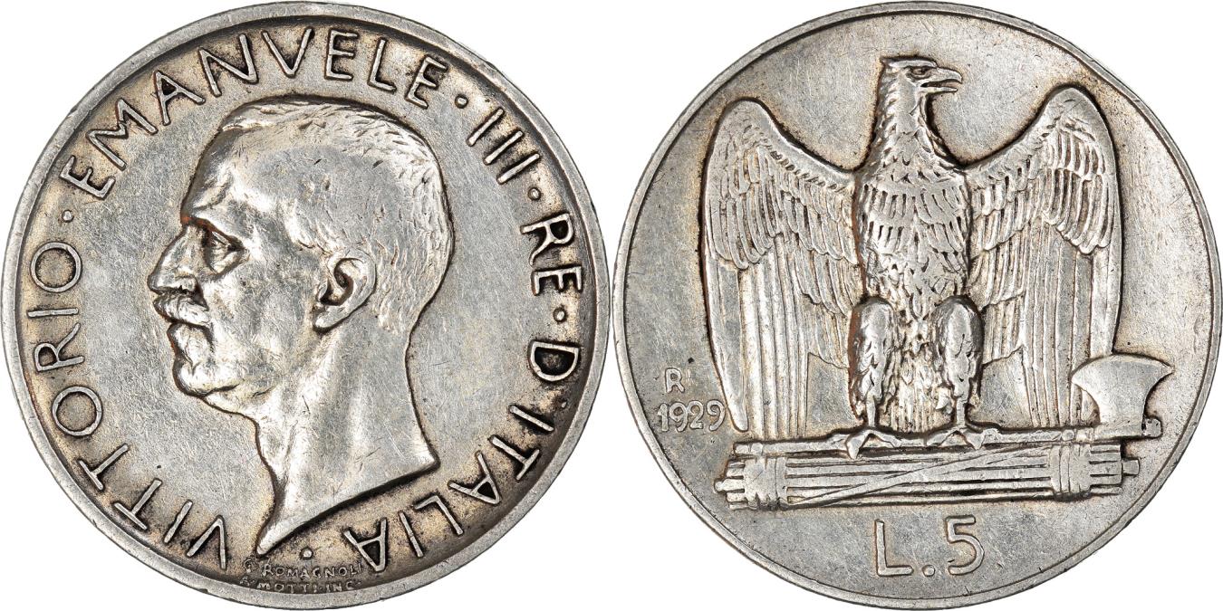 Coin, Italy, Vittorio Emanuele III, 5 Lire, 1929, Rome, , Silver
