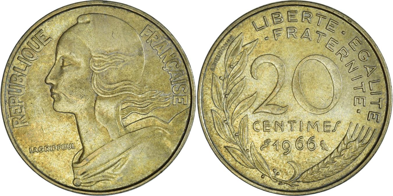 Coin, France, 20 Centimes, 1966 | European Coins