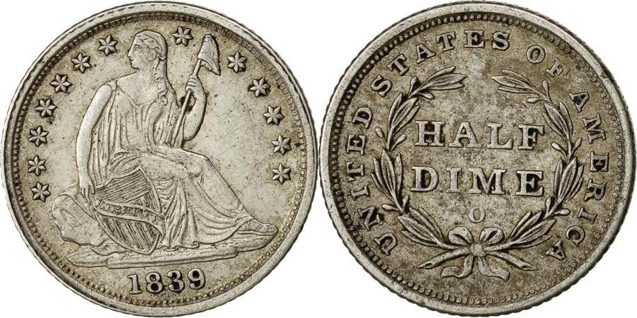 Coin, United States, Seated Liberty Half Dime, 1839, PCGS AU55