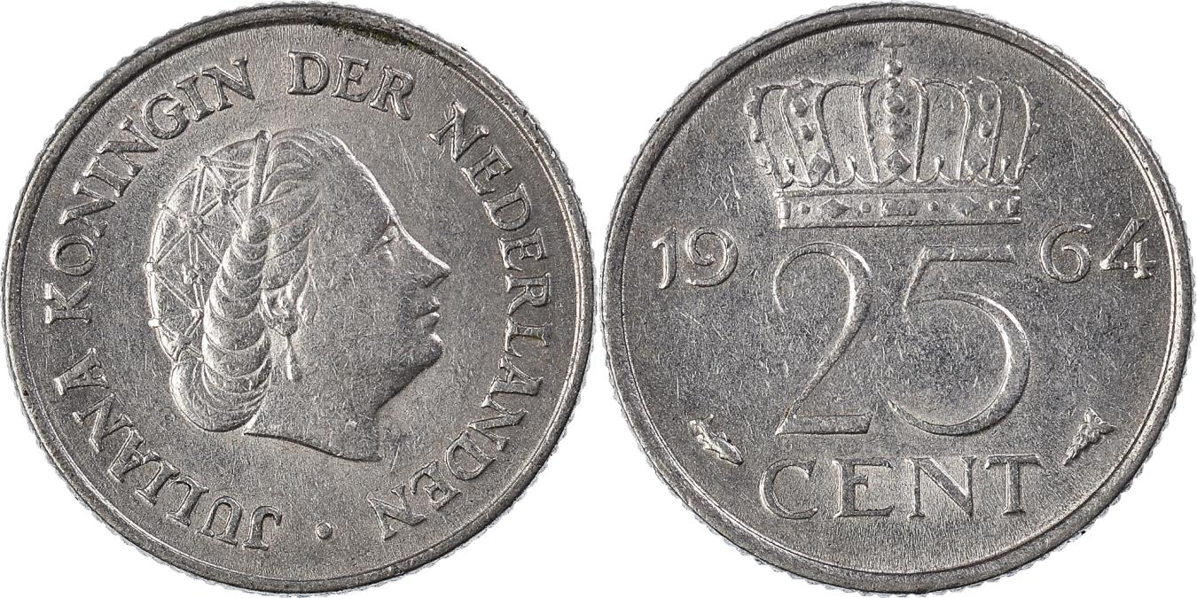 Coin, Netherlands, 25 Cents, 1964 | European Coins