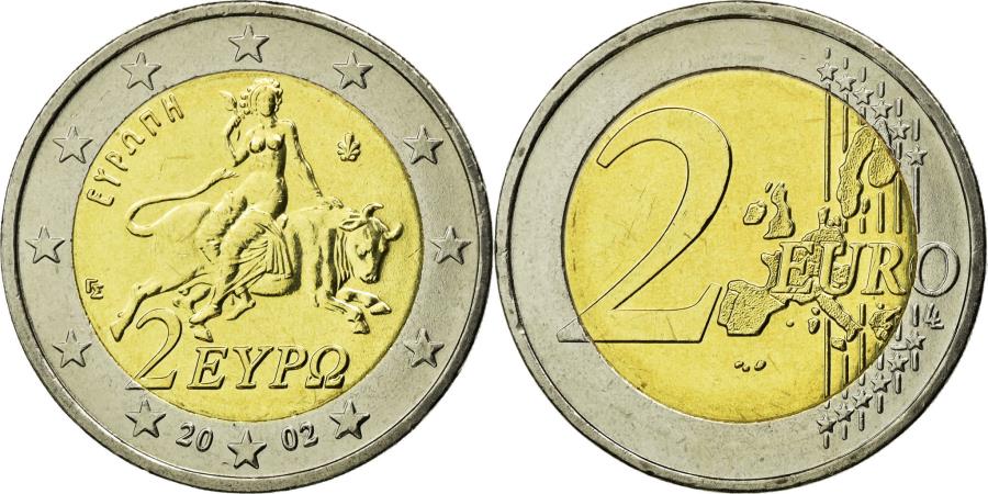 Greece, 2 Euro, 2002, , Bi-Metallic, KM:188 | European Coins
