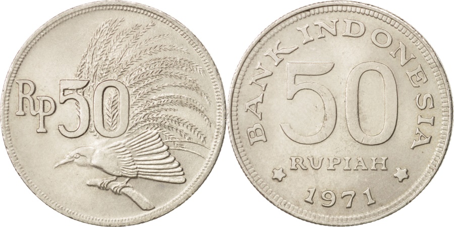 Indonesia, 50 Rupiah, 1971, , Copper-nickel, KM:35 | Asian and Middle ...
