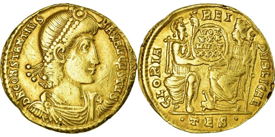 Coin, Constantius II, Solidus, Thessalonica, , Gold, RIC:150 | Roman ...