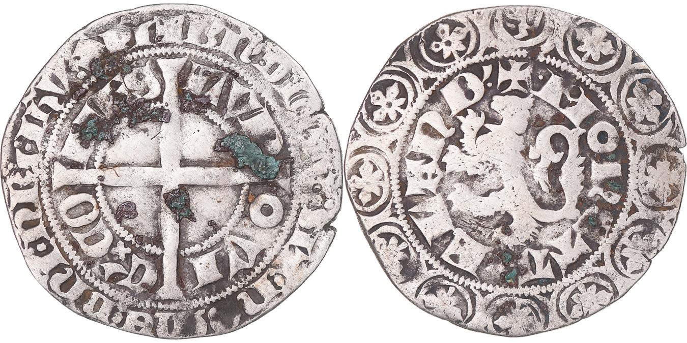 Coin, France, Flanders, Louis II de Mâle, Gros, 1346-1384, , Silver