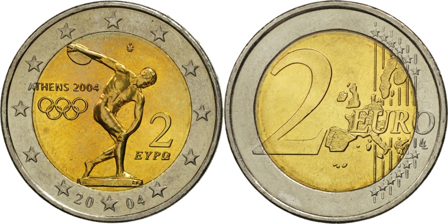 Greece, 2 Euro, 2004, , Bi-Metallic, KM:209 | European Coins