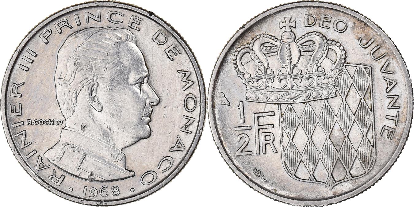 Coin, Monaco, 1/2 Franc, 1968 | European Coins