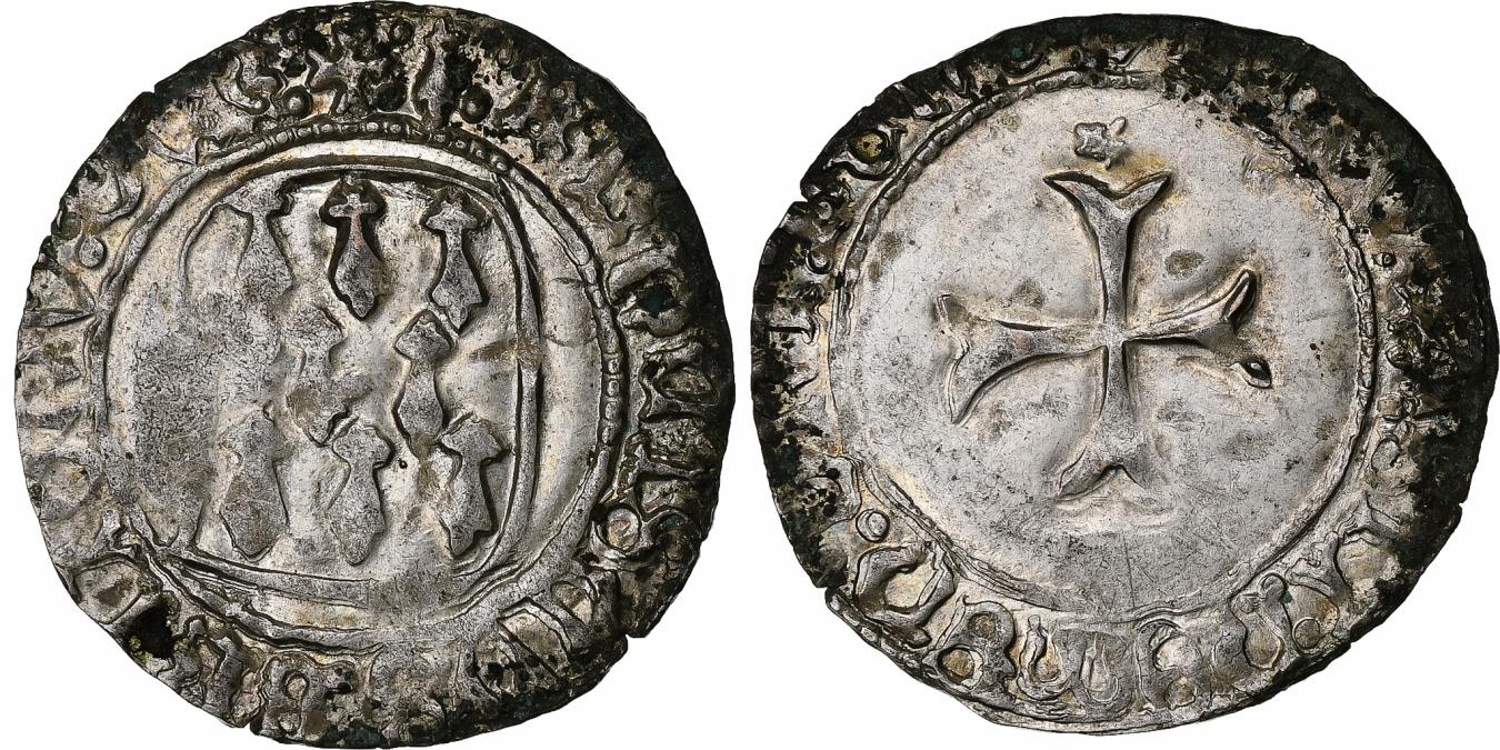Duchy of Brittany, François II, Blanc à la targe, 1484-1488, Rennes, Billon