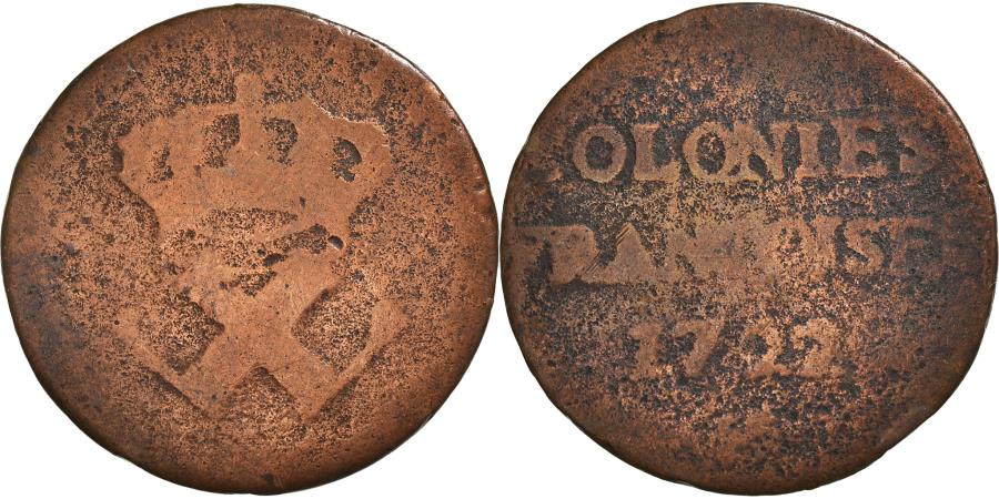 Coin, FRENCH COLONIES, 9 Deniers, 1722, Unknown, , Copper, KM:5.2