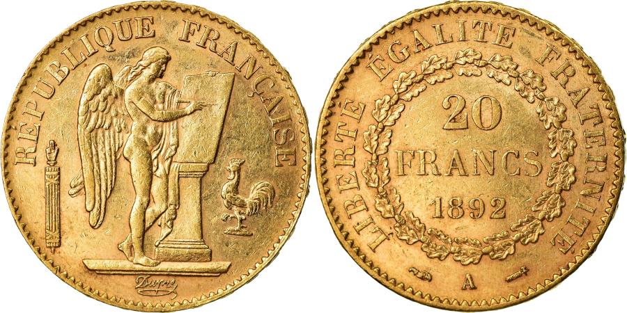 Coin, France, Génie, 20 Francs, 1892, Paris, , Gold, KM:825 | European ...