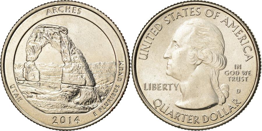 Coin, United States, Arches, Quarter, 2014, Denver, , Copper-Nickel