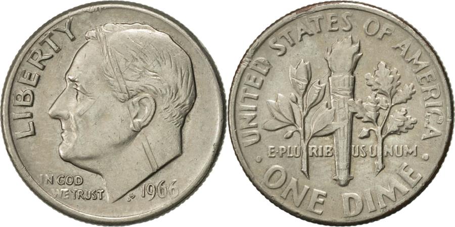 United States, Roosevelt Dime, Dime, 1966, U.S. Mint, Philadelphia,