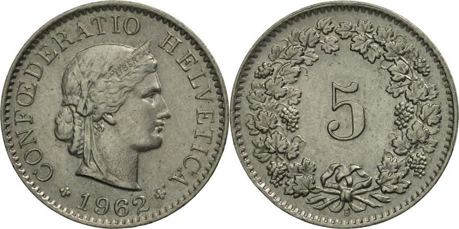 Switzerland, 5 Rappen, 1962, Bern, , Copper-nickel, KM:26 | European Coins