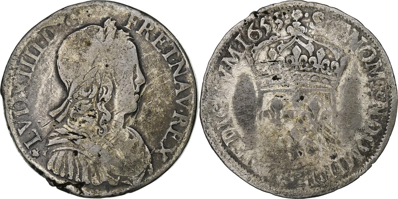France, Louis XIV, 1/2 Ecu, 1653, Uncertain mint, Contemporary imitation