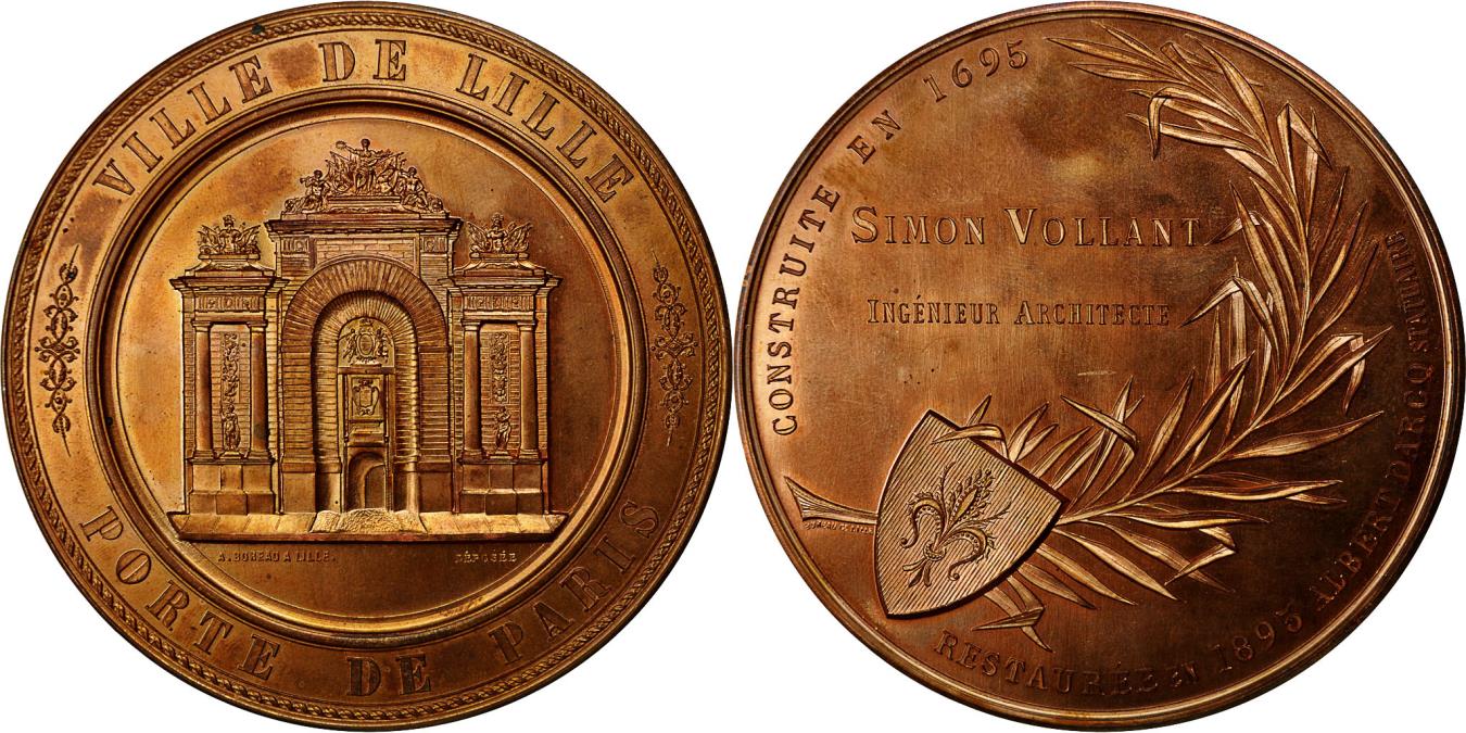 France, Medal, Ville de Lille, Porte de Paris, Simon Vollant, Architecte