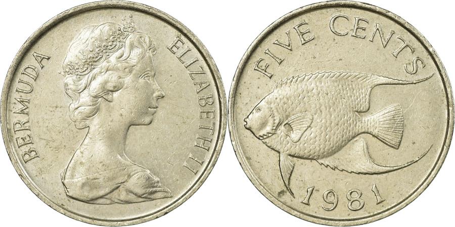 Coin, Bermuda, Elizabeth II, 5 Cents, 1981, , Copper-nickel, KM:16