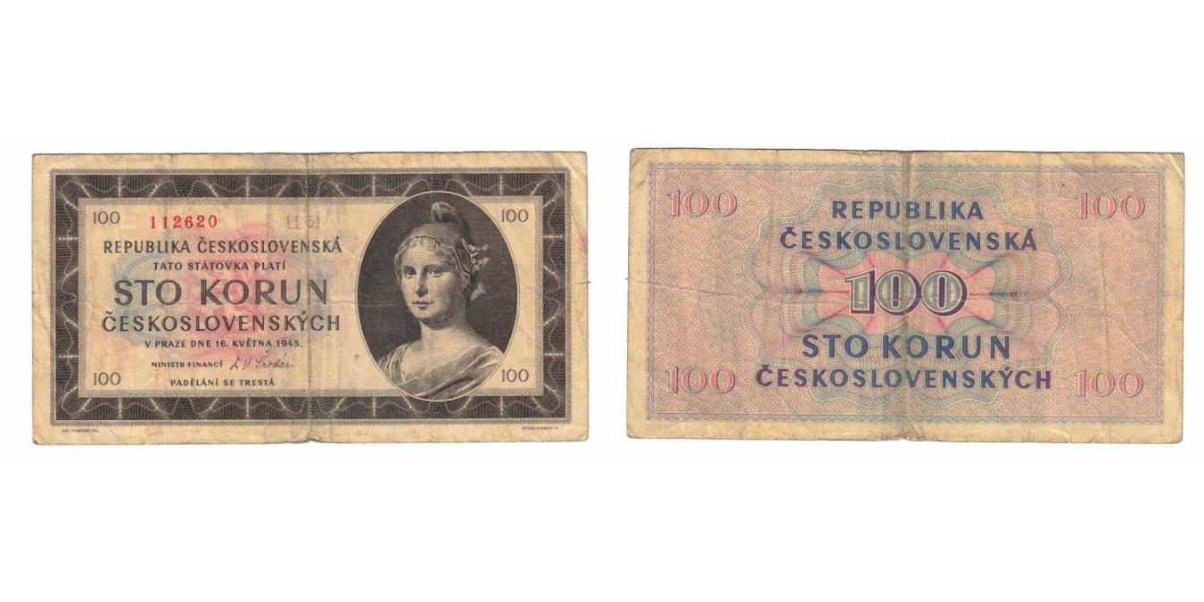 Banknote, Czechoslovakia, 100 Korun, 1945, 1945-05-16, KM:67a, VG(8-10)