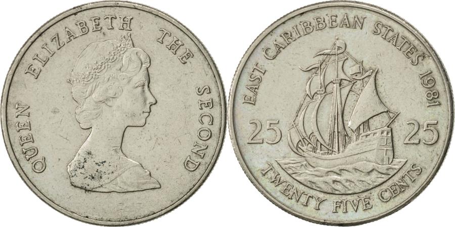East Caribbean States, Elizabeth II, 25 Cents, 1981, , Copper-nickel