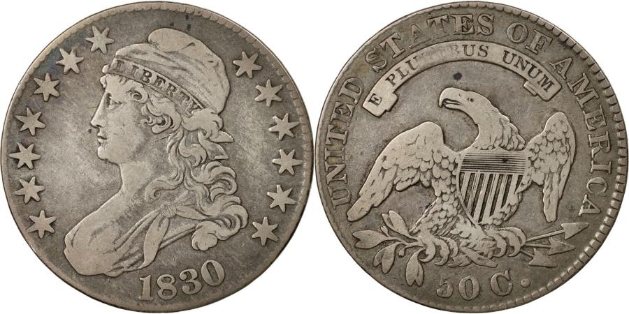 Coin, United States, Capped Bust, Half Dollar, 1830, U.S. Mint ...