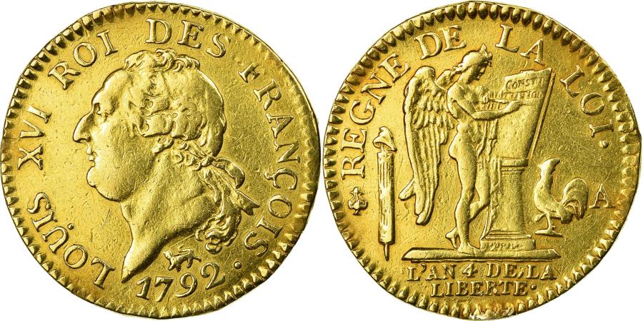 Coin, France, Louis XVI, Louis de 24 livres Constitution, 1792 Paris ...
