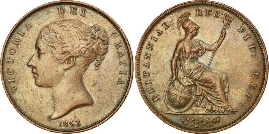 Coin, Great Britain, Victoria, Penny, 1853, , Copper, KM:739 | European ...