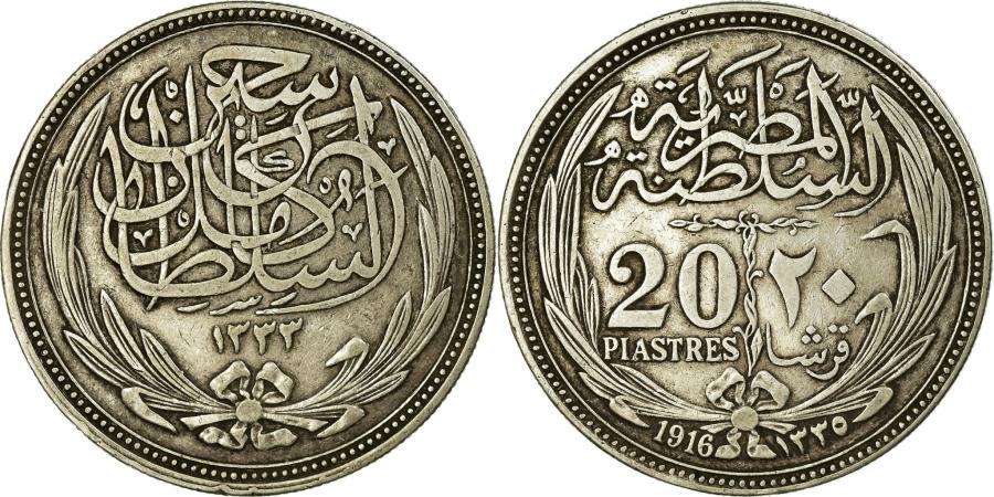Coin, Egypt, Hussein Kamil, 20 Piastres, 1917, Birmingham, , Silver