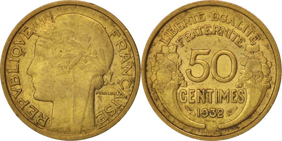 France, Morlon, 50 Centimes, 1932, , Aluminum-Bronze, KM:894.1