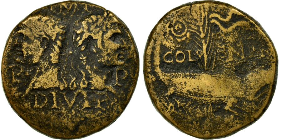 Coin, Augustus, Dupondius, 10-14 AD, Nîmes, , Bronze, RIC:160