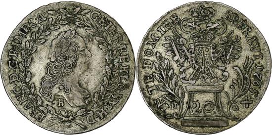 Austria, Franz I, 20 Kreuzer, 1765, Nagybanya, Silver, , KM:2028