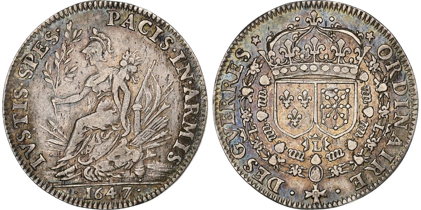 France, Token, Louis XIV, Ordinaire des Guerres, 1647, Silver,