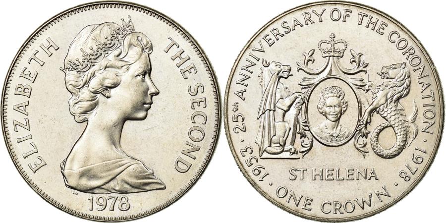 Coin, Saint Helena, Elizabeth II, 25 Pence, Crown, 1978, Pobjoy Mint,