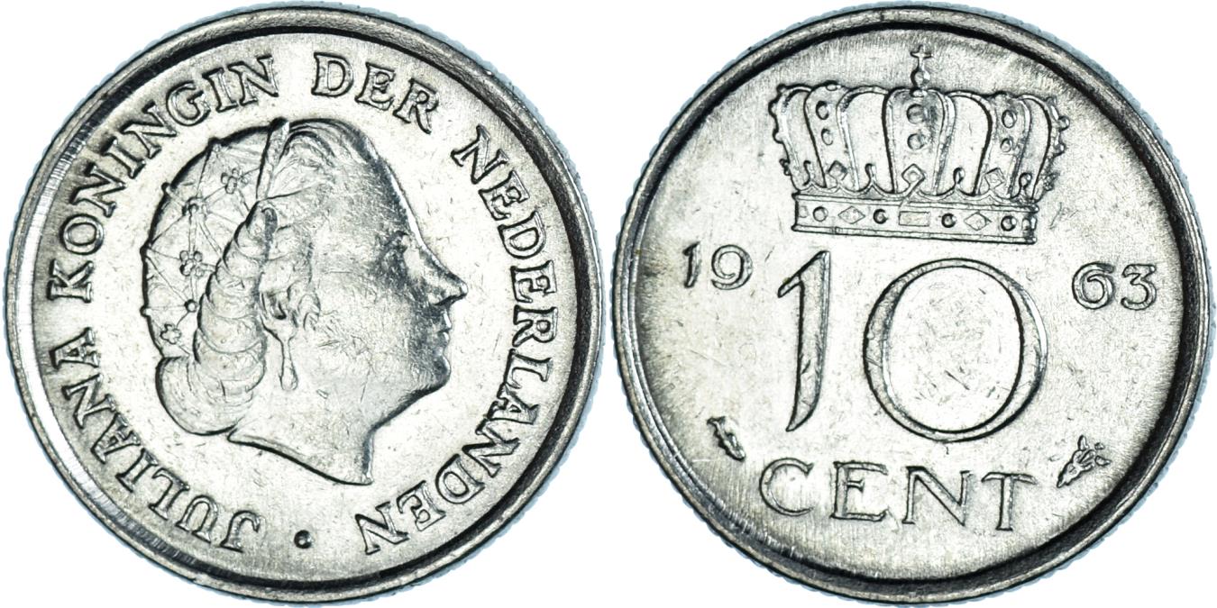 Coin, Netherlands, 10 Cents, 1963 | European Coins