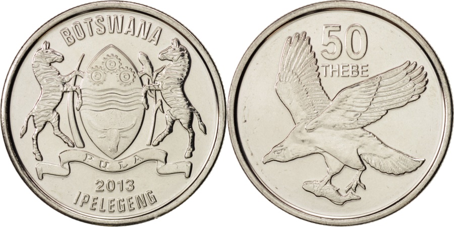 Botswana, 50 Thebe, 2013, , Nickel plated steel | African Coins