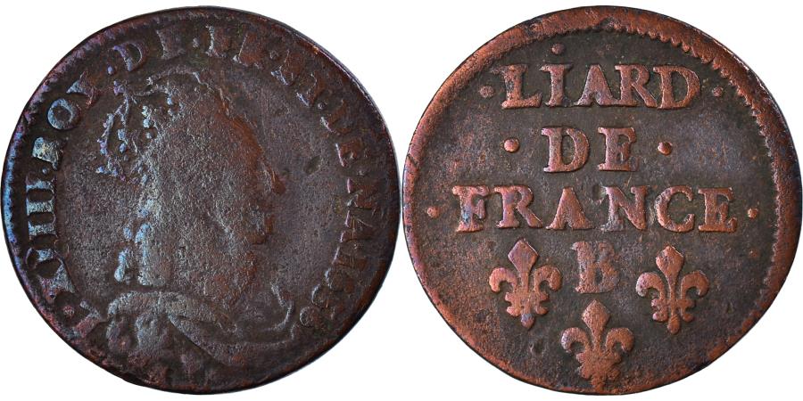 Coin, France, Louis XIV, Liard de France, 1656, Acquigny, VF(20-25), Copper