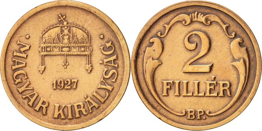 Hungary, 2 Filler, 1927, Budapest, , Bronze, KM:506 | European Coins