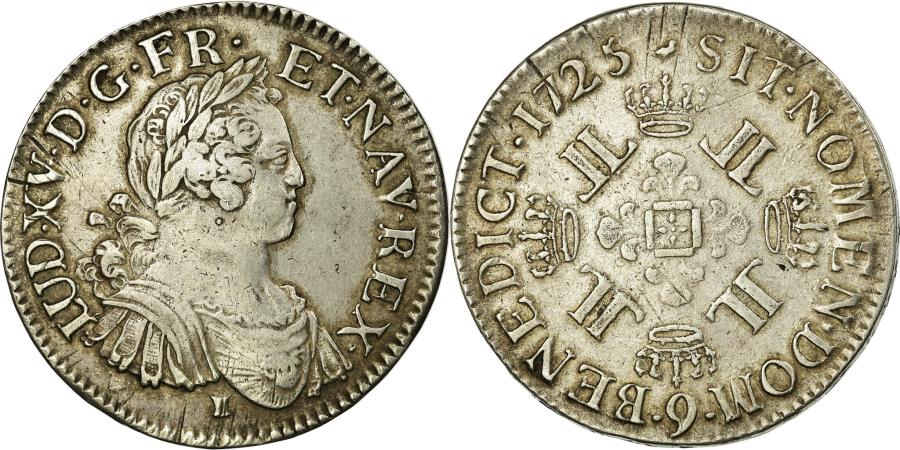 Coin, France, Louis XV, Écu aux 8 L, Ecu, 1725, Rennes, , Silver