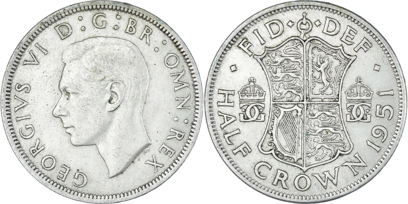 Coin, Great Britain, 1/2 Crown, 1951 | European Coins