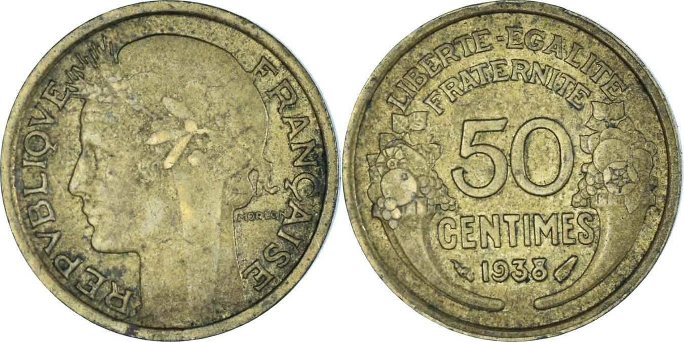 Coin, France, 50 Centimes, 1938 | European Coins
