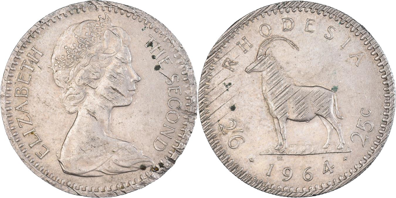 Coin, Rhodesia, 2-1/2 Shillings = 25 Cents, 1964 | African Coins