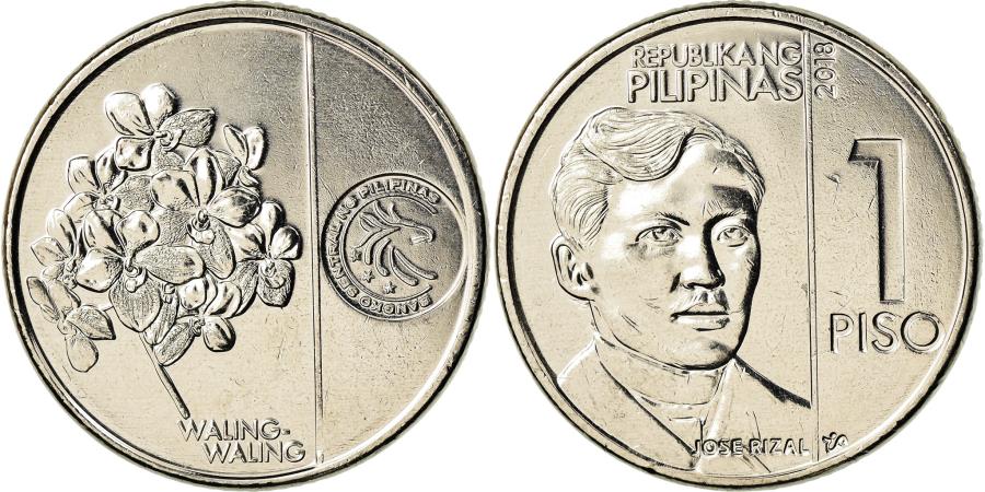 Coin, Philippines, Piso, 2018, José Rizal, , Nickel plated steel