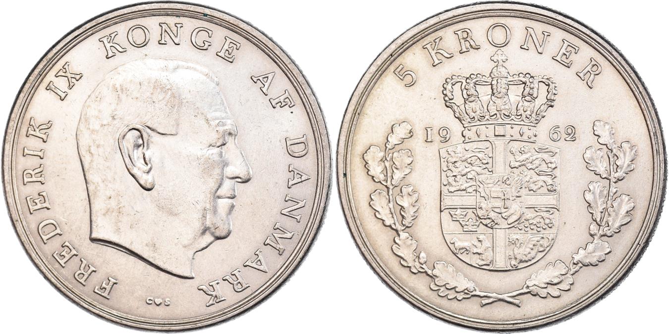 Coin, Denmark, 5 Kroner, 1962 | European Coins