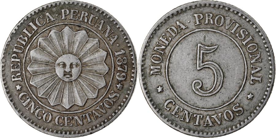 Coin, Peru, SOUTH PERU, 5 Centavos, 1879, Lima, , Copper-nickel, KM:197