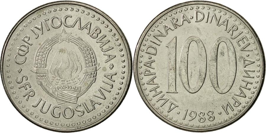 Yugoslavia, 100 Dinara, 1988, , Copper-Nickel-Zinc, KM:114 | European Coins