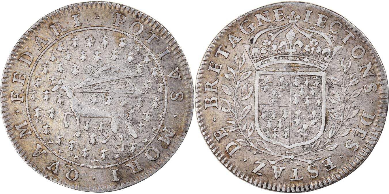 France, Token, Royal, Louis XIV, états de Bretagne, hermine, Undated ...