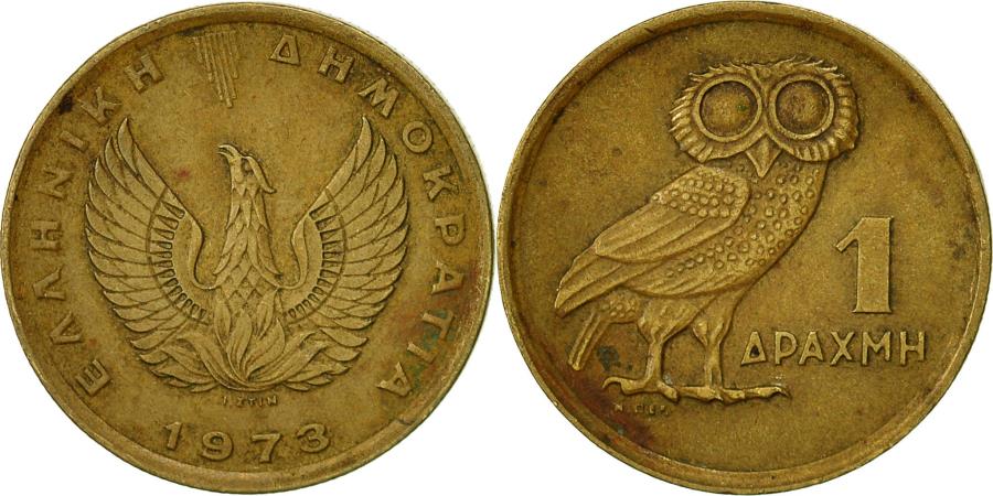 Greece, Drachma, 1973, , Nickel-brass, KM:107 | European Coins