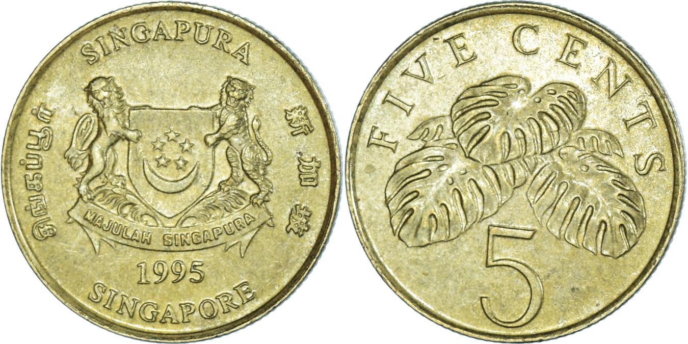 Coin, Singapore, 5 Cents, 1995 | Asian and Middle Eastern Coins