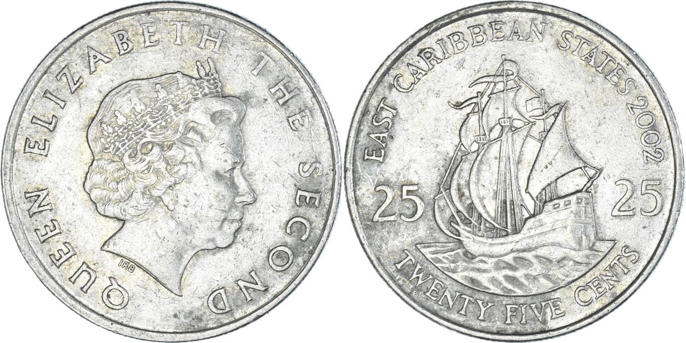 Coin, East Caribbean States, Elizabeth II, 25 Cents, 2002, British ...