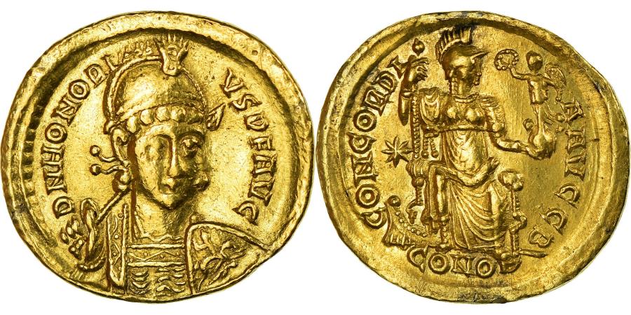 Coin, Honorius, Solidus, Constantinople, , Gold, RIC:8 | Roman Imperial ...