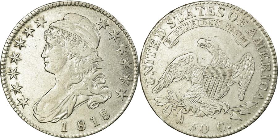 Coin, United States, Capped Bust, Half Dollar, 1818/7, Philadelphia,