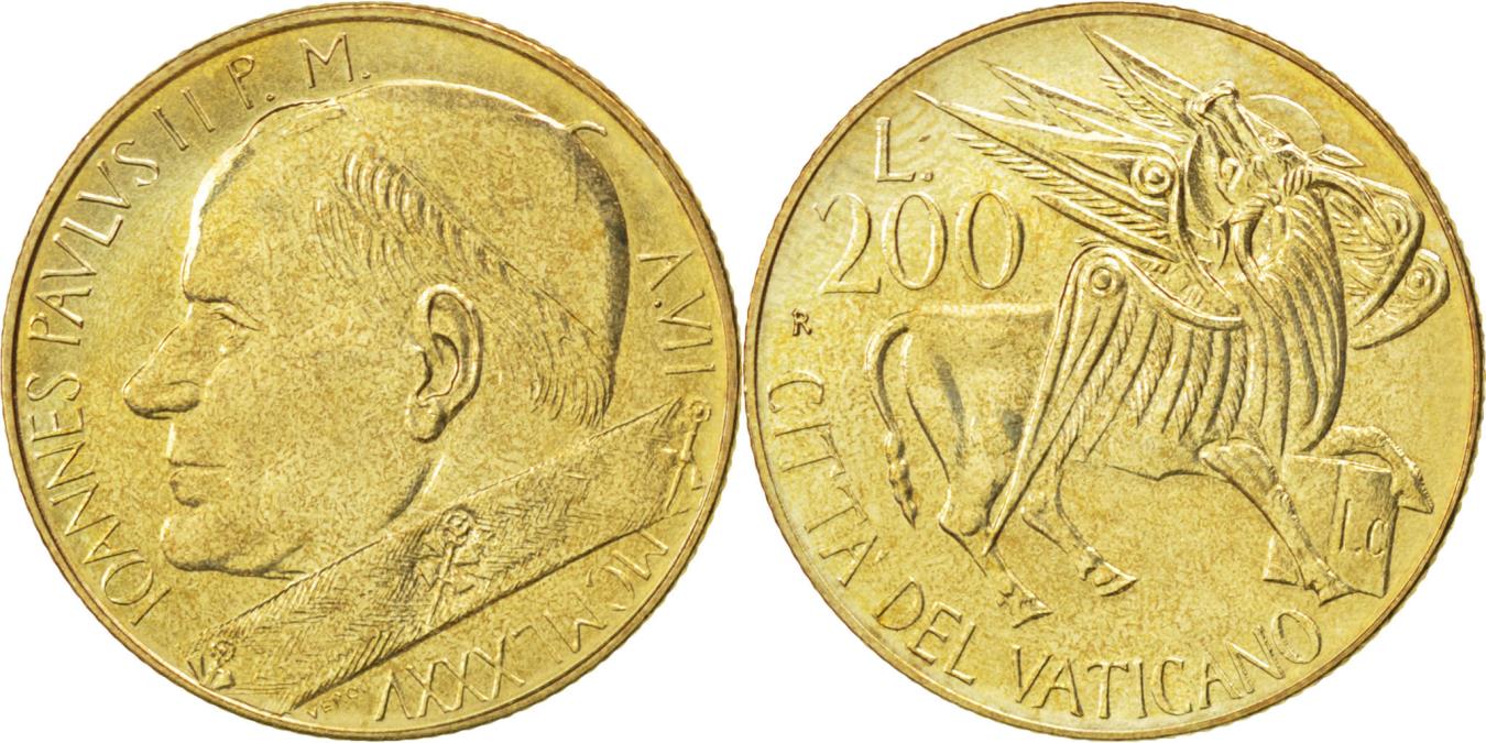 Coin, VATICAN CITY, John Paul II, 200 Lire, 1985, , Aluminum-Bronze
