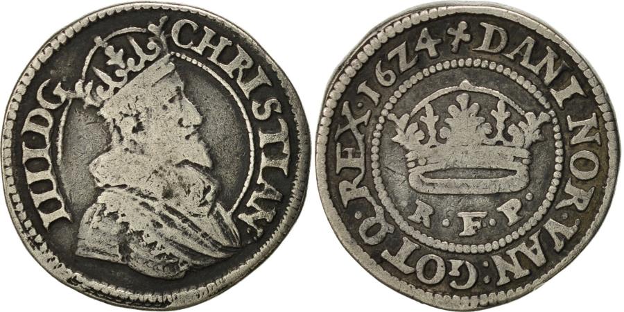 Denmark, 1/2 Krone, 1624, , Silver, KM:95.2 | European Coins